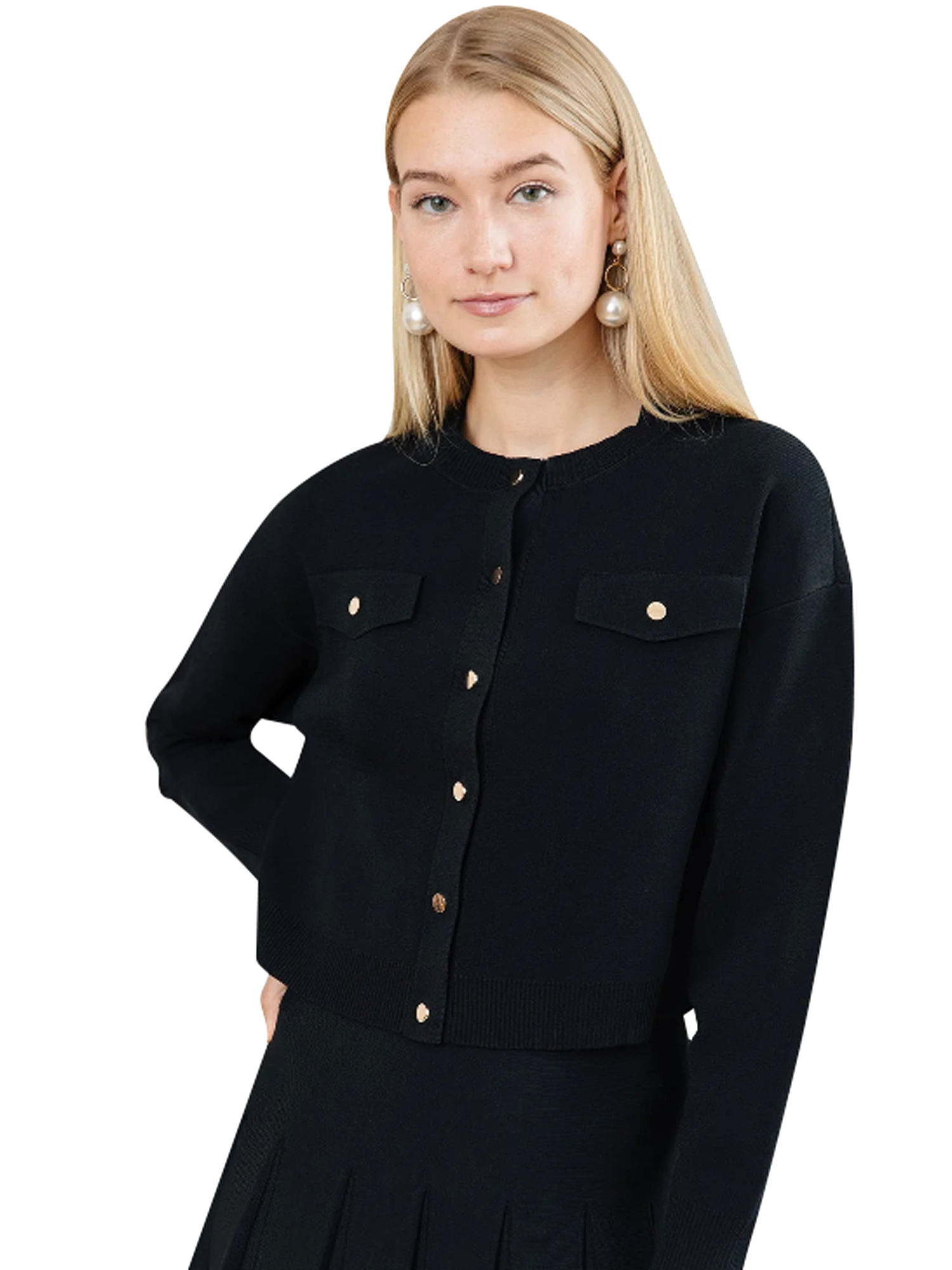 Apparalel Cropped Knit Jacket - Tops - PinkOrchidFashion