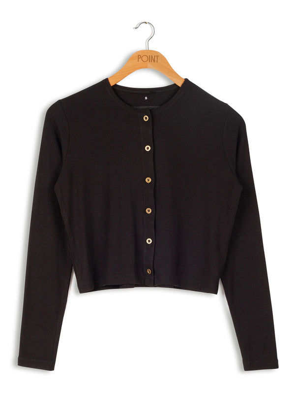 Point Signature Cardi | Women's Solid Button Front Cardigan ...