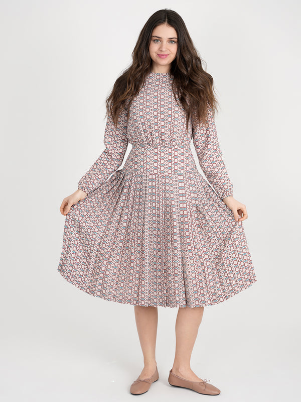 Ginger Chain Print Midi Dress - Dresses - PinkOrchidFashion